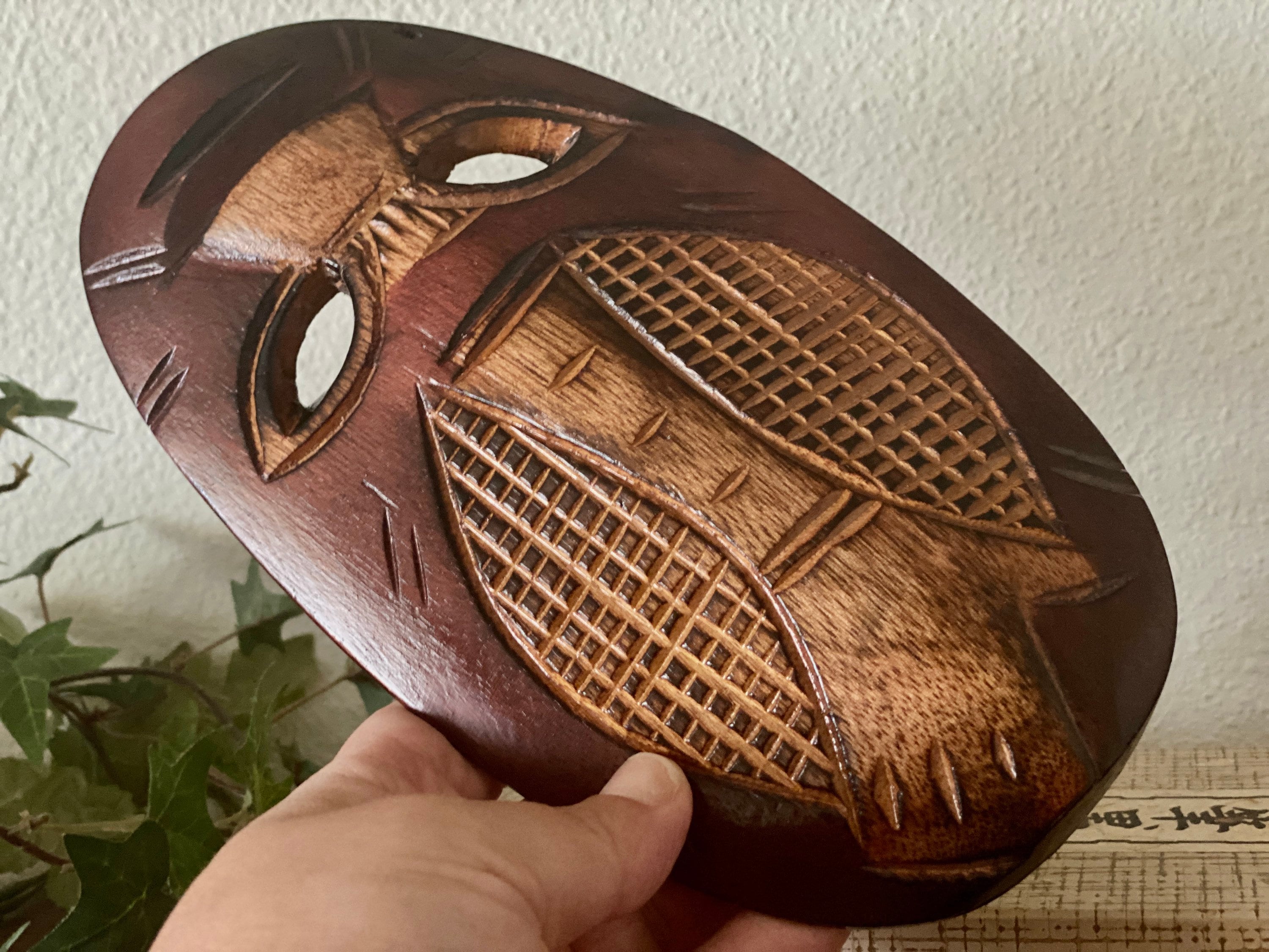 Carved Wooden Face Mask Indonesian Tiki Decor Ethnic People | Etsy