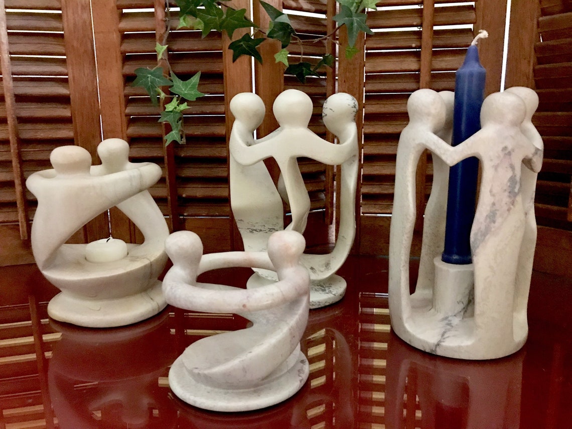 Circle of Friends Sculpture Stone Art Candleholder Wedding - Etsy