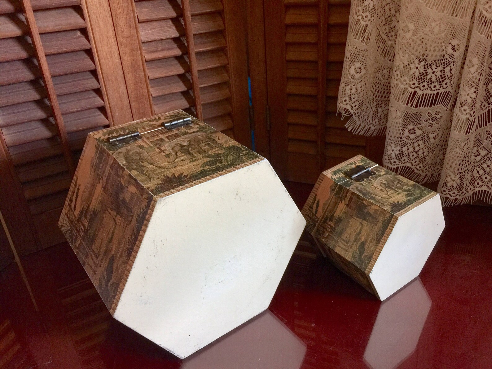 Safari Elephant Storage Box Set Two Hexagon African Indian Ethnic ...