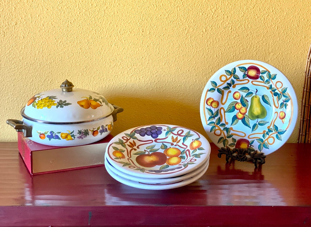 Fruit Art Ceramic Dinner Plates Salad Serving Cooking Pot Enamel Grapes ...