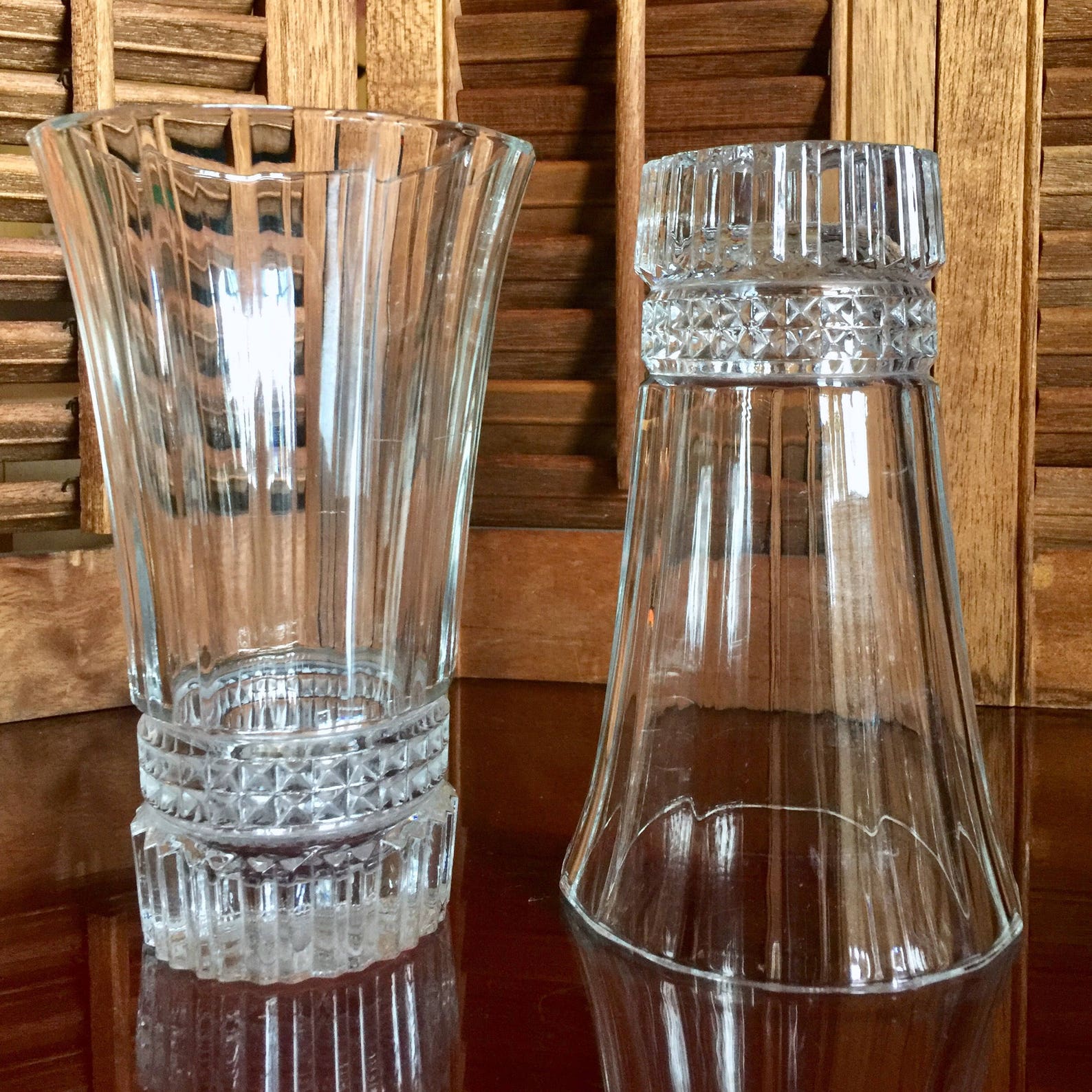 Crystal Tumbler Set Drinking Glasses Flared Tall Short Faceted - Etsy
