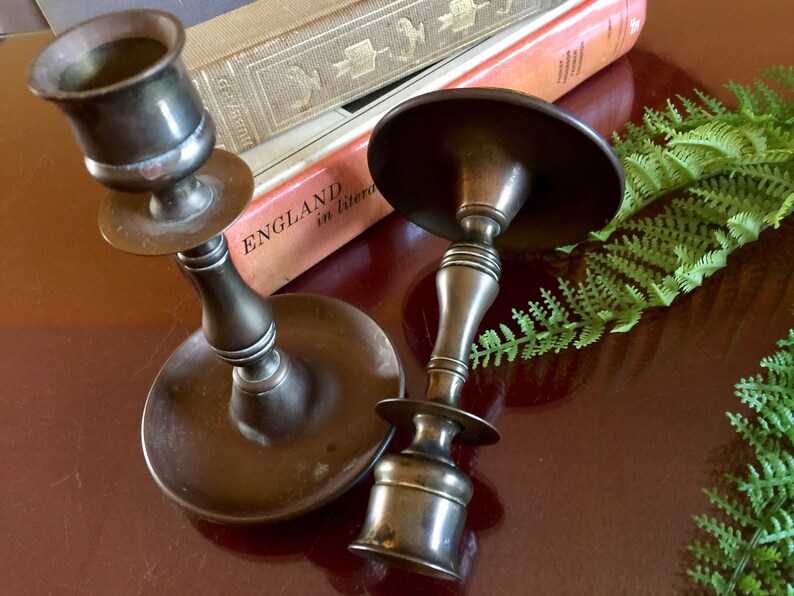 Solid Brass England Taper Candle Holder Set Victorian Gothic - Etsy