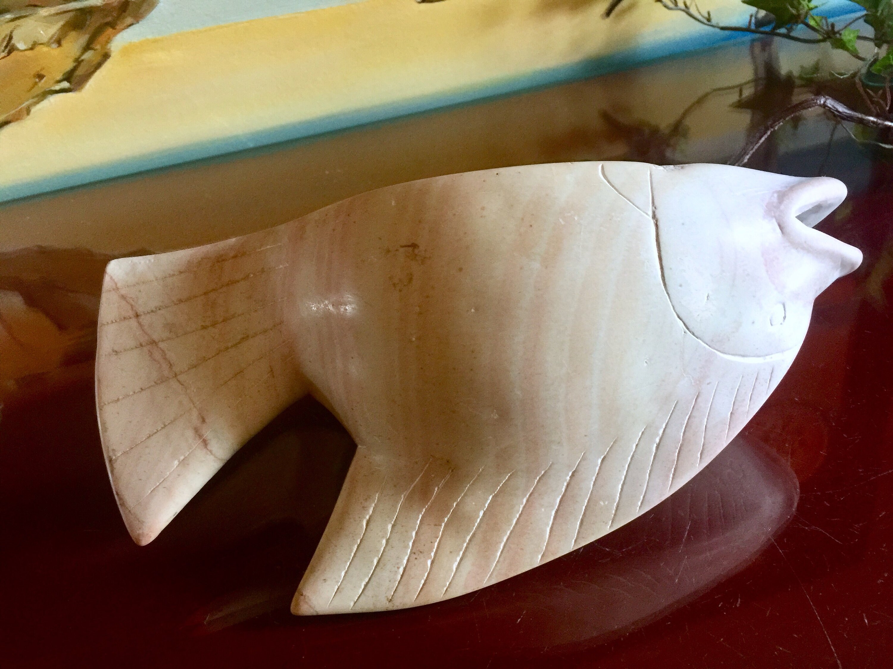 Large Stone Fish Decor Nautical Statue Paperweight Beach House Coastal ...