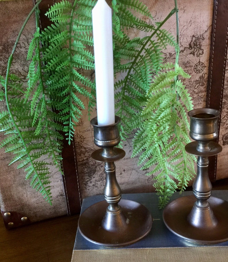 Solid Brass England Taper Candle Holder Set Victorian Gothic - Etsy