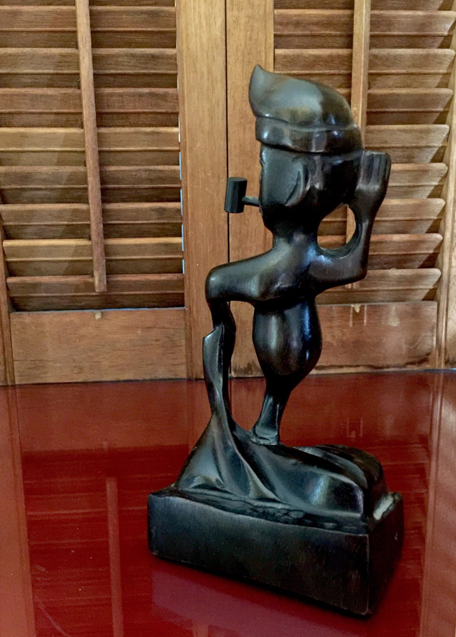 Pipe Smoking Man Wooden Statue Sailor Abstract Figurine - Etsy UK