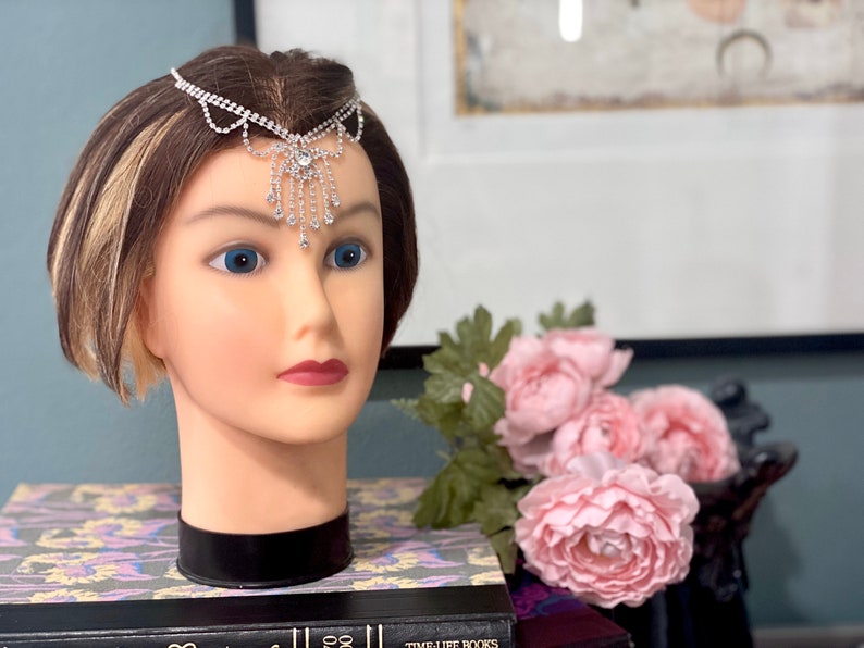 Rhinestone Head Chain Tiara Wedding Headpiece Fairy Headband | Etsy