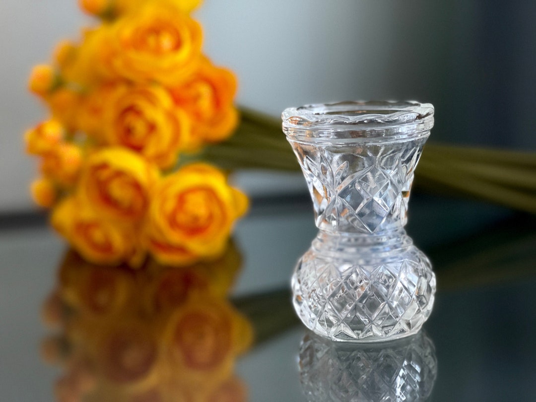 Mini Bud Vase Glass Vintage Pressed Glassware Flared Flower Wedding ...