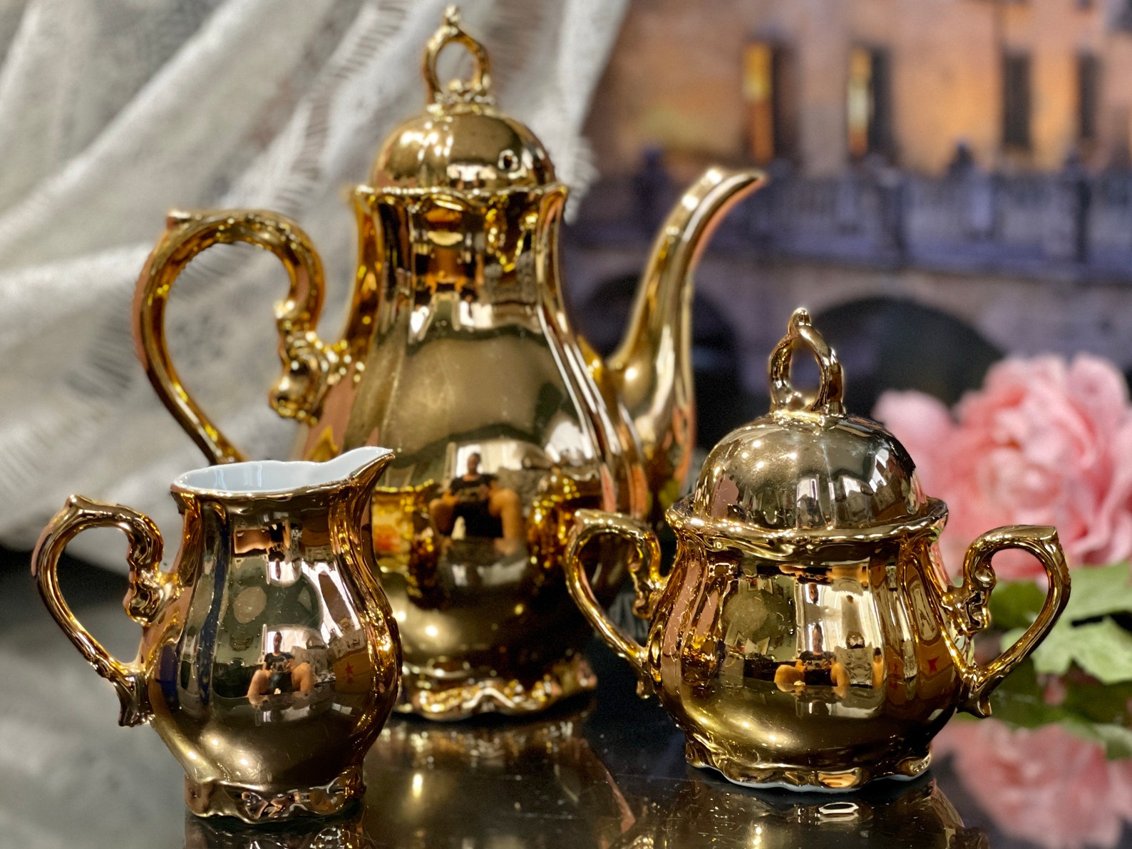 24K Gold Porcelain Coffee Set Tea Serving Victorian Fragonard - Etsy