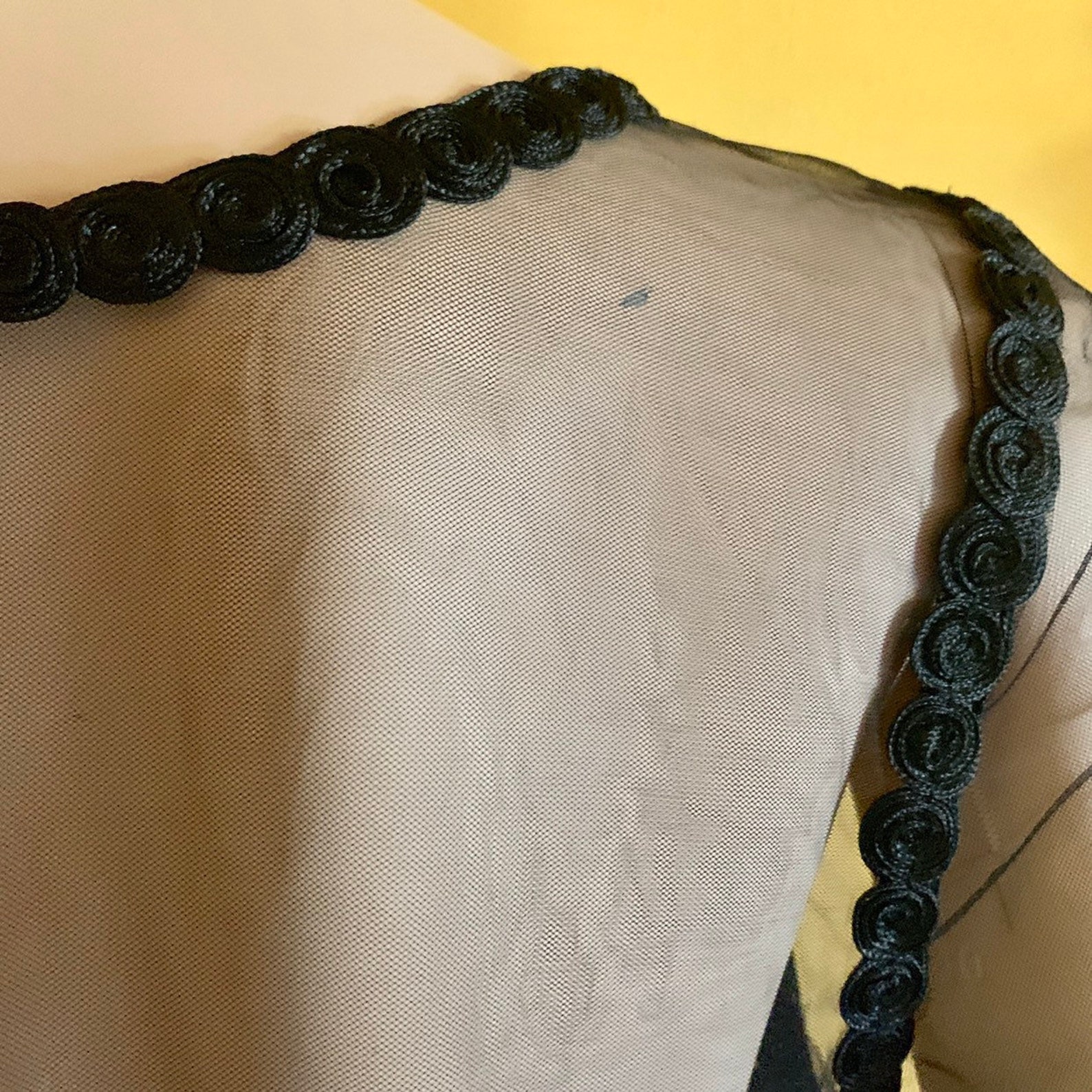 Black Mesh Top Floral Soutache Ribbon Embroidery Blouse Sheer - Etsy