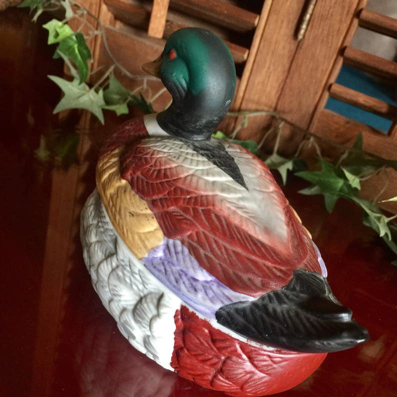 Ceramic Duck Container Jar Saucer Tureen Candy Dish Lid Easter - Etsy