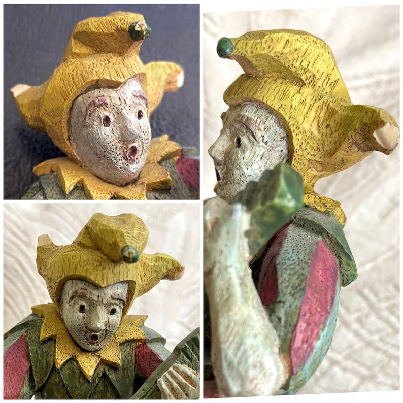 Jester Bookend Library Shelf Decor Statue Rustic Renaissance Fool ...