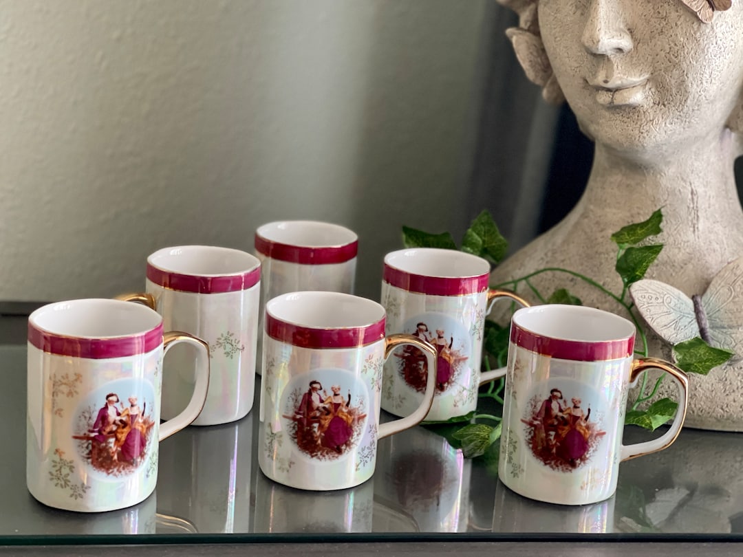 Victorian Fragonard Tea Mugs Courting Couple Sevres Neoclassical Art ...