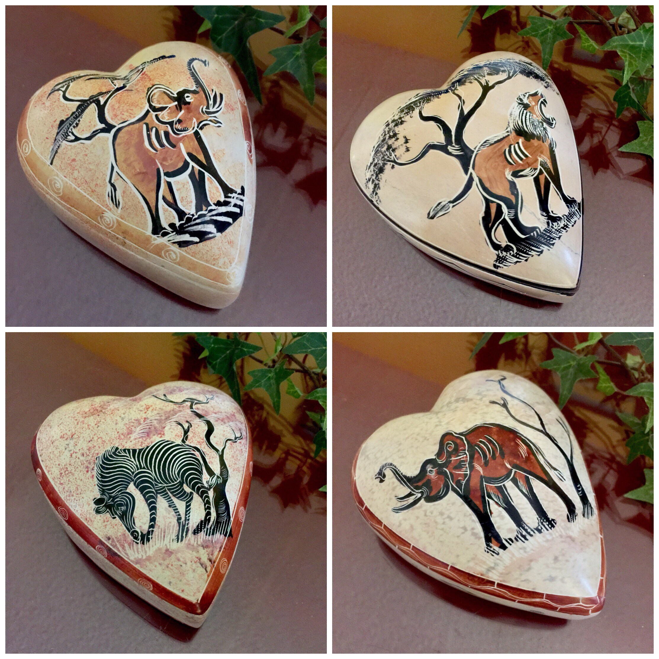 Hart vorm dieren sieraden doos Safari Zebra Leeuw Olifant - Etsy Nederland