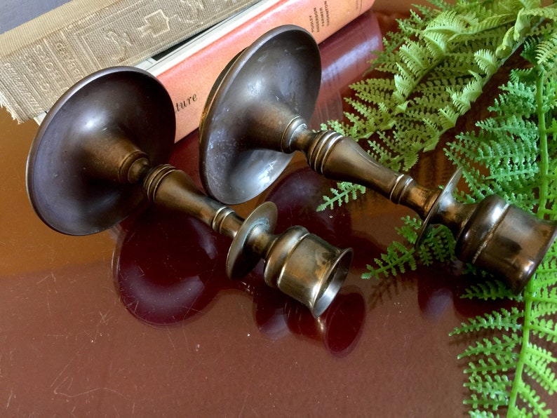 Solid Brass England Taper Candle Holder Set Victorian Gothic - Etsy