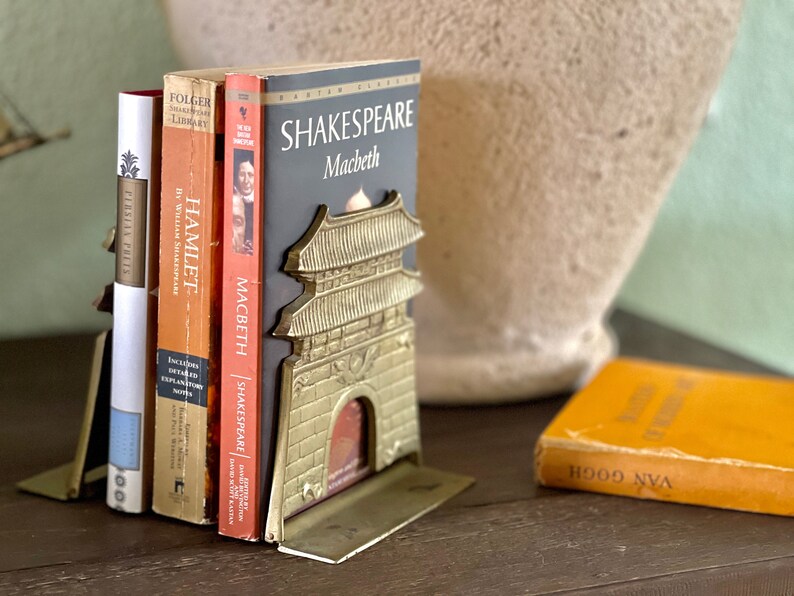 Brass Folding Bookends Korean Asian Pagoda Temple Bronze Castle ...