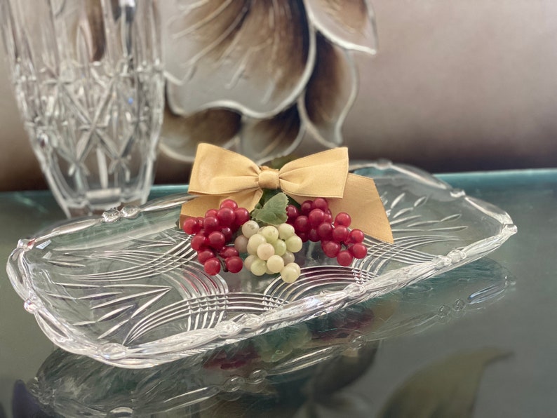 Serving Crystal Platter Glass Tray Rectangular Cheese Dish - Etsy