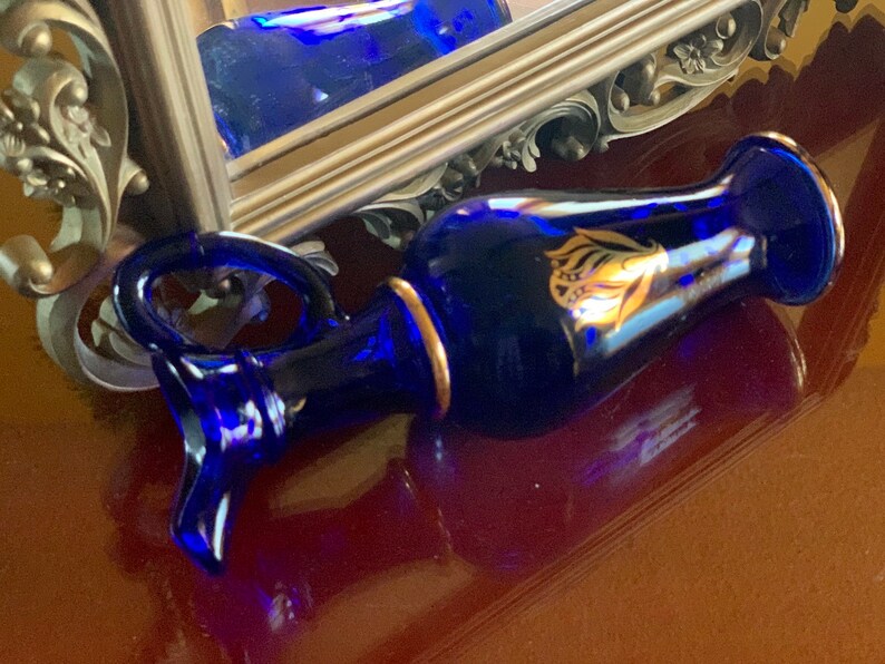 Cobalt Blue Glass Mini Pitcher Gold Rare 1970s Avon Cruet | Etsy