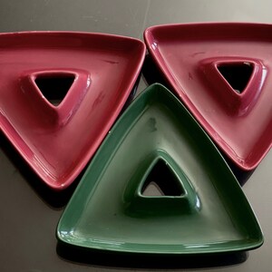 Geometric Ceramic Tray Black Red Serving Snack Dish Triangle Platter ...