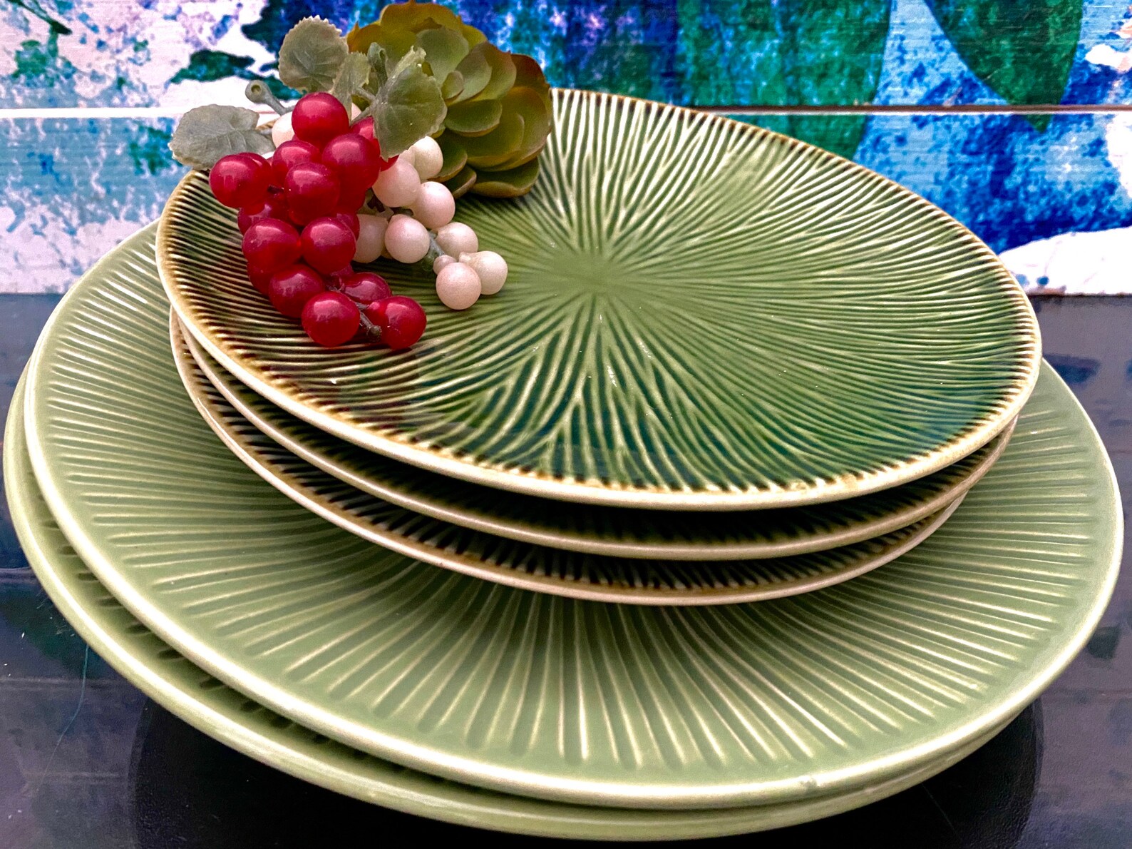 Lotus Leaf Green Ceramic Plates Woodland Kitchen Decor Gibson - Etsy