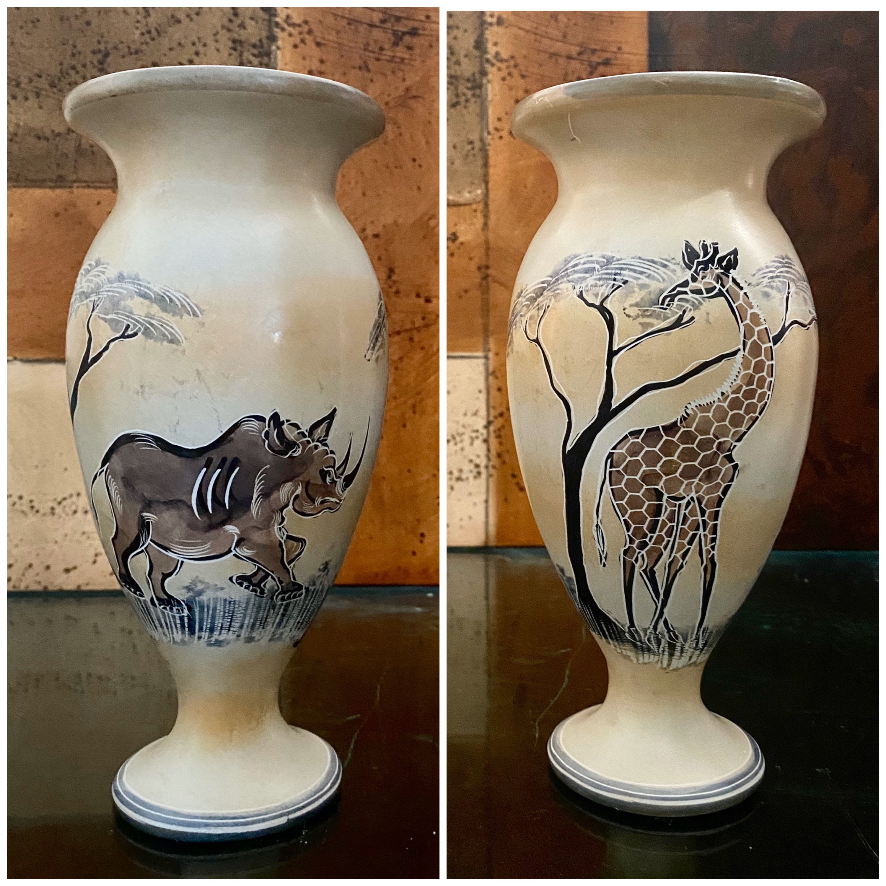 Safari Animal Vases Trophy Soapstone Handmade African Art Lion Decor ...