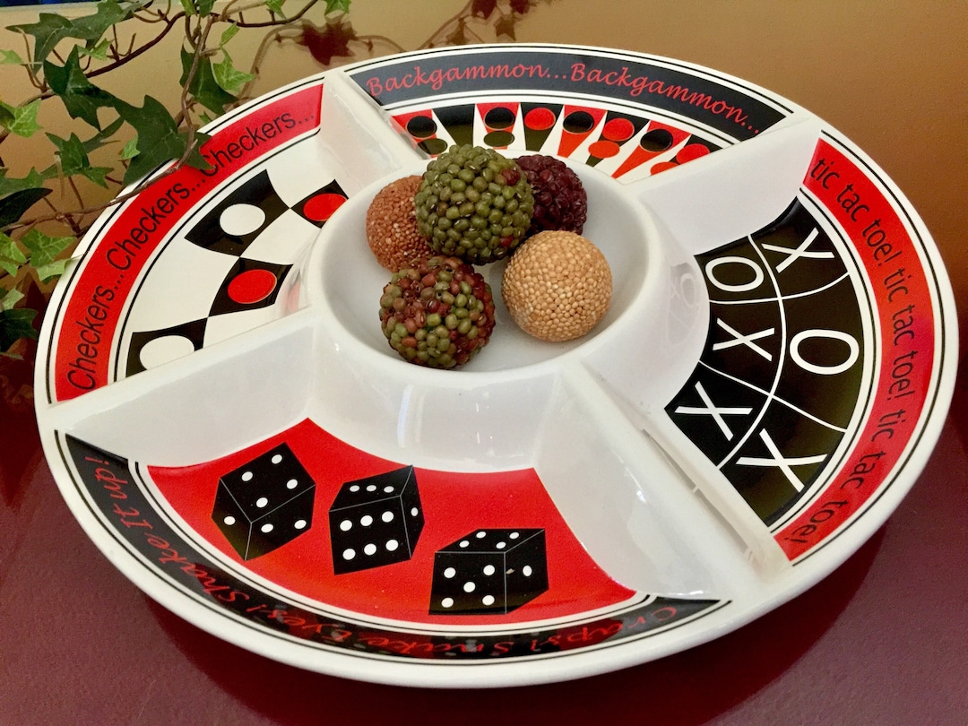 Casino Club Chip and Dip Tray Checkers Backgammon Tic Tac Toe Divided ...