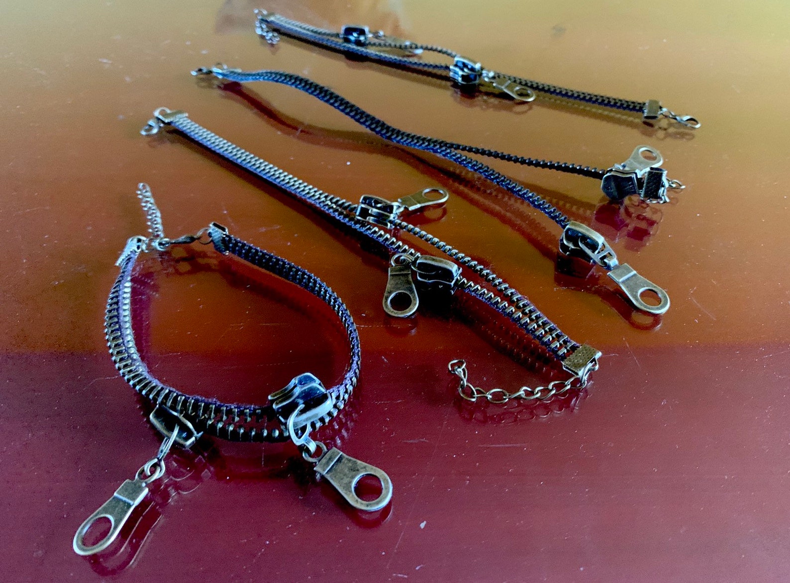 Steampunk Zipper Anklet Bracelet Hippie Punk Chain Double Layer Zip ...