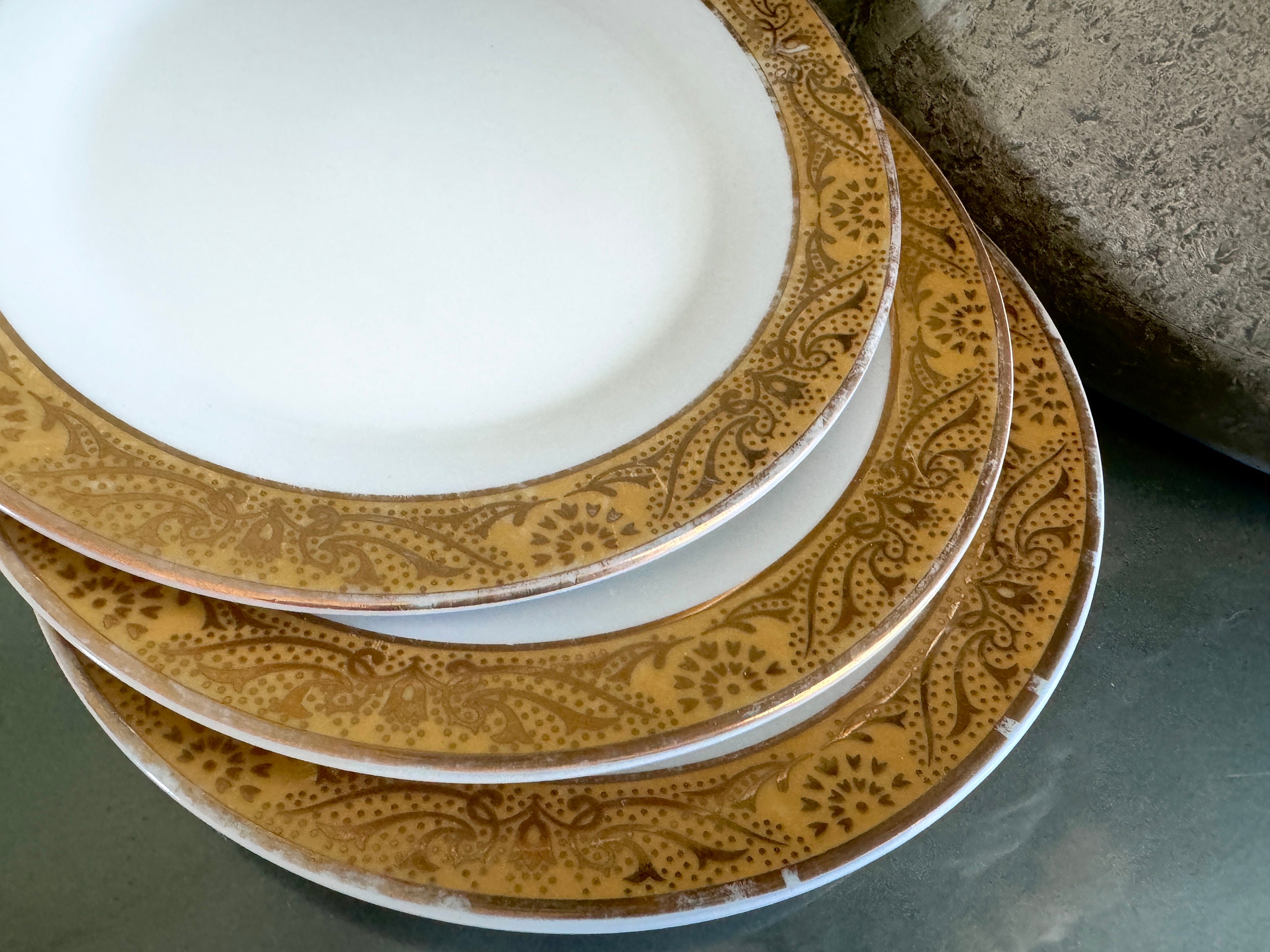 Gold Trimmed Plates Bread Butter Porcelain Italy Fine China Victorian ...