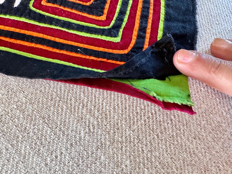 Black Cat Mola Kuna Textile Art Ethnic Panama Colombia Wall Hanging ...