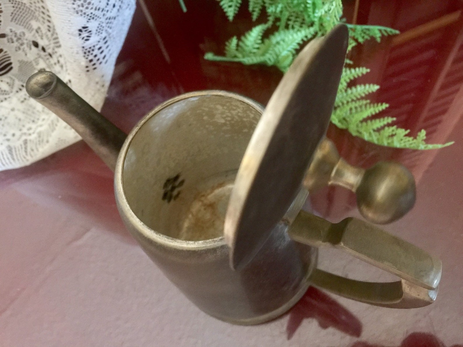 Brass Teapot Heavy Tea Kettle Rustic Metal Pitcher Hinged Lid | Etsy