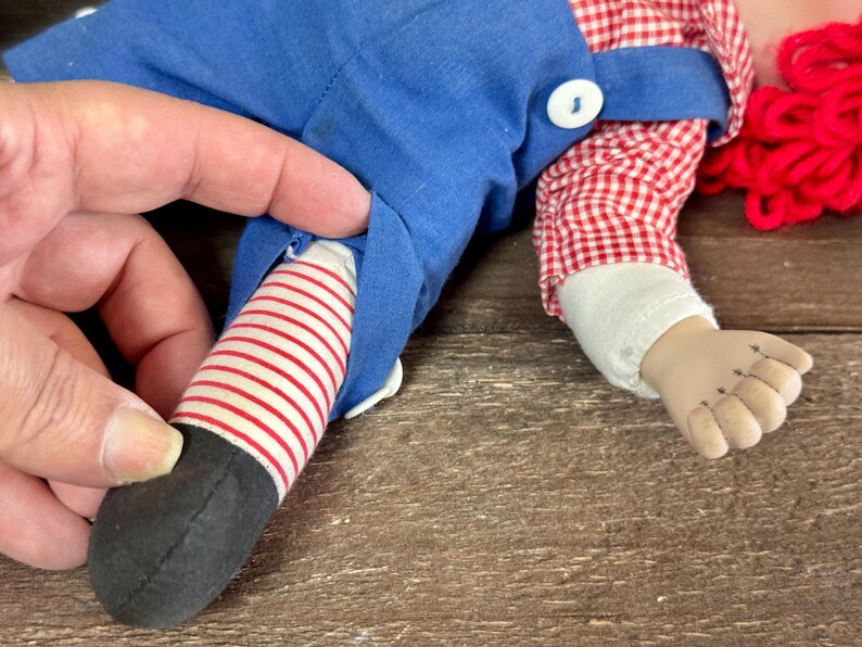 Raggedy Andy Marie Osmond Rag Doll Boy Red Hair Yarn Village Farmer ...