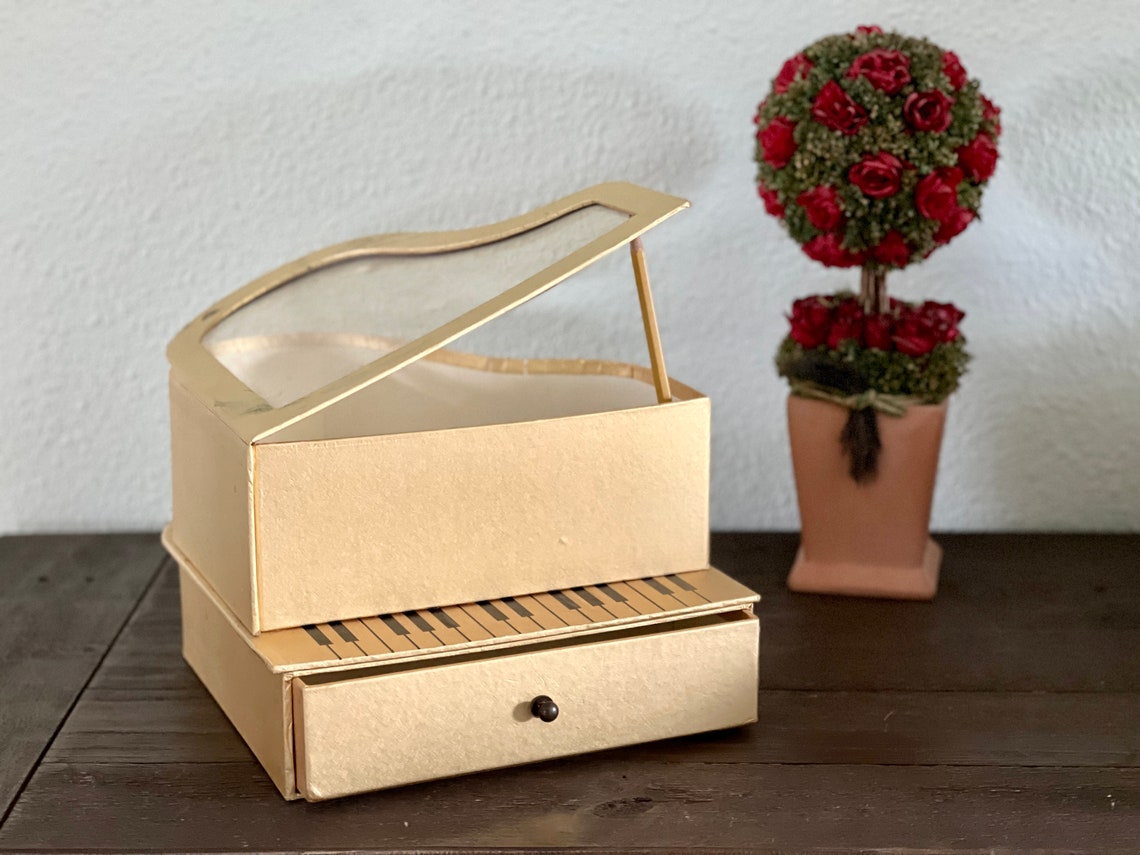 Grand Piano Storage Box Drawer Gift Container Gold Instrument - Etsy