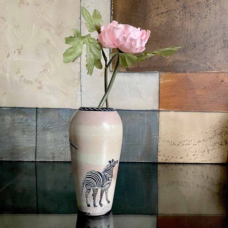 Safari Animal Bud Vases Soapstone Handmade African Art Decor Giraffe ...