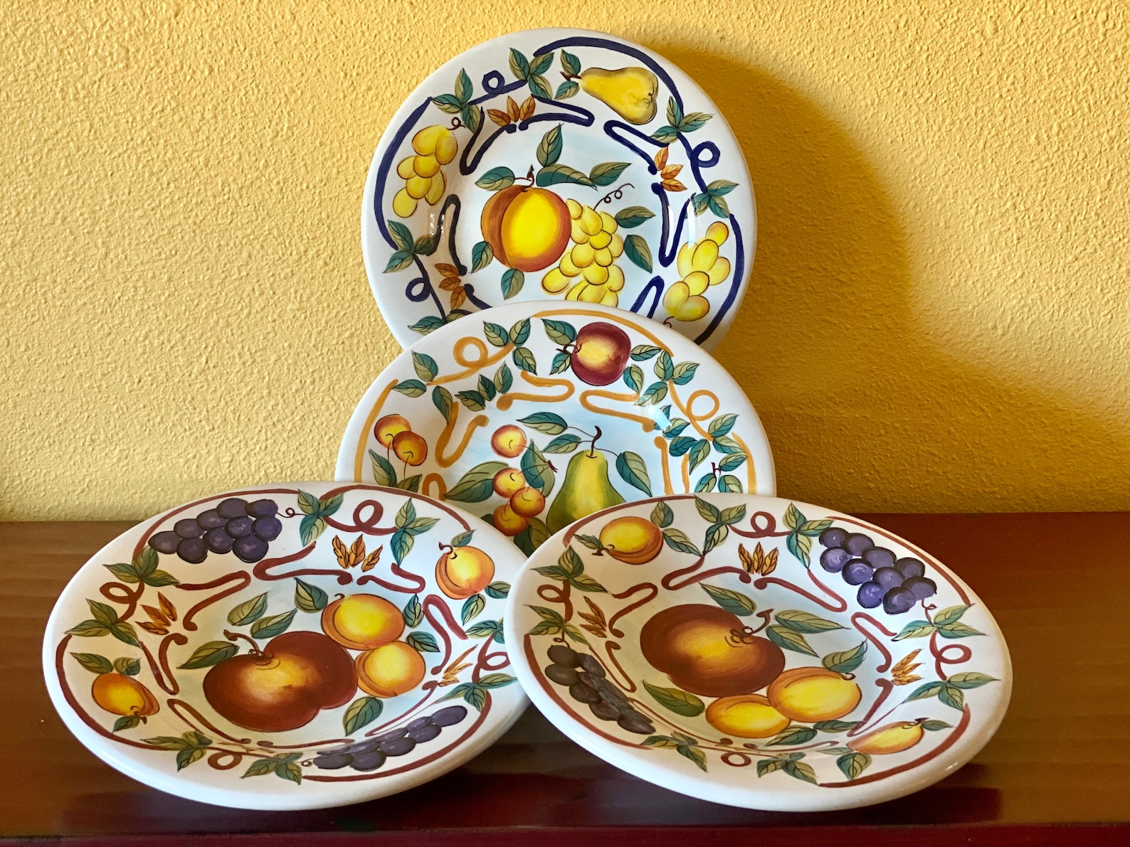 Fruit Art Ceramic Dinner Plates Salad Serving Cooking Pot Enamel Grapes ...