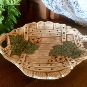 Woodland Maple Leaf Ceramic Platter 70s Serving Tray Nature Forest ...