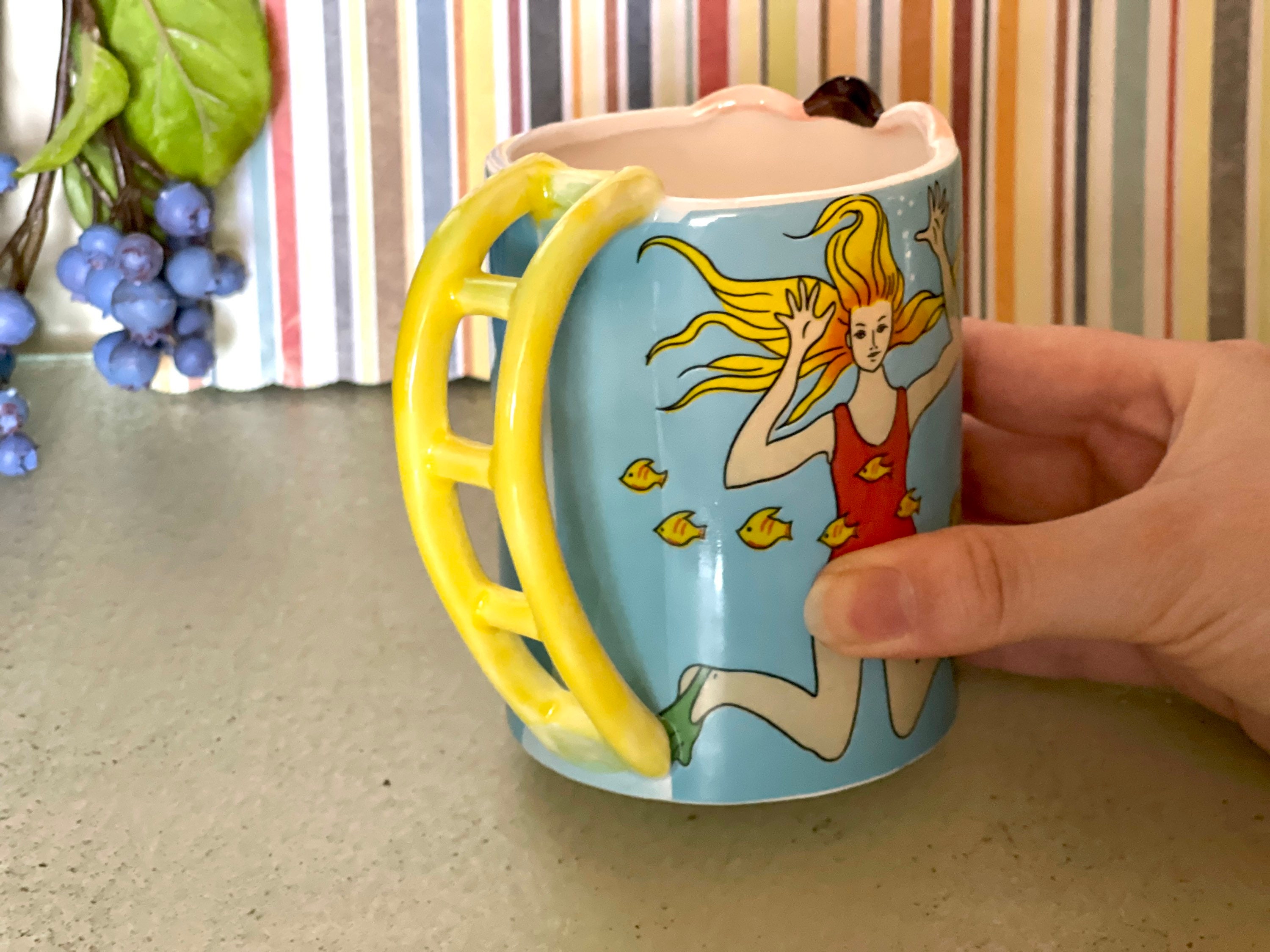 Retro Coffee Mug Swimmer 80s Ceramic Pool Party Tea Coffee Cup | Etsy