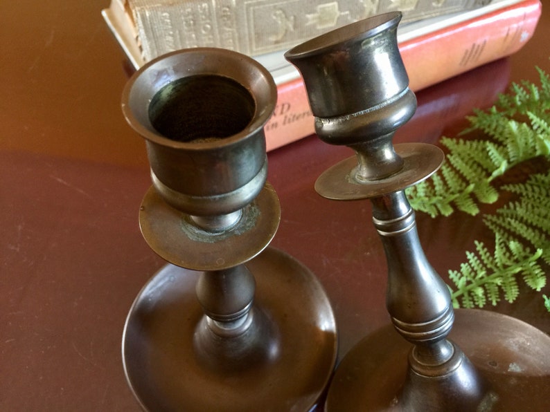 Solid Brass England Taper Candle Holder Set Victorian Gothic - Etsy