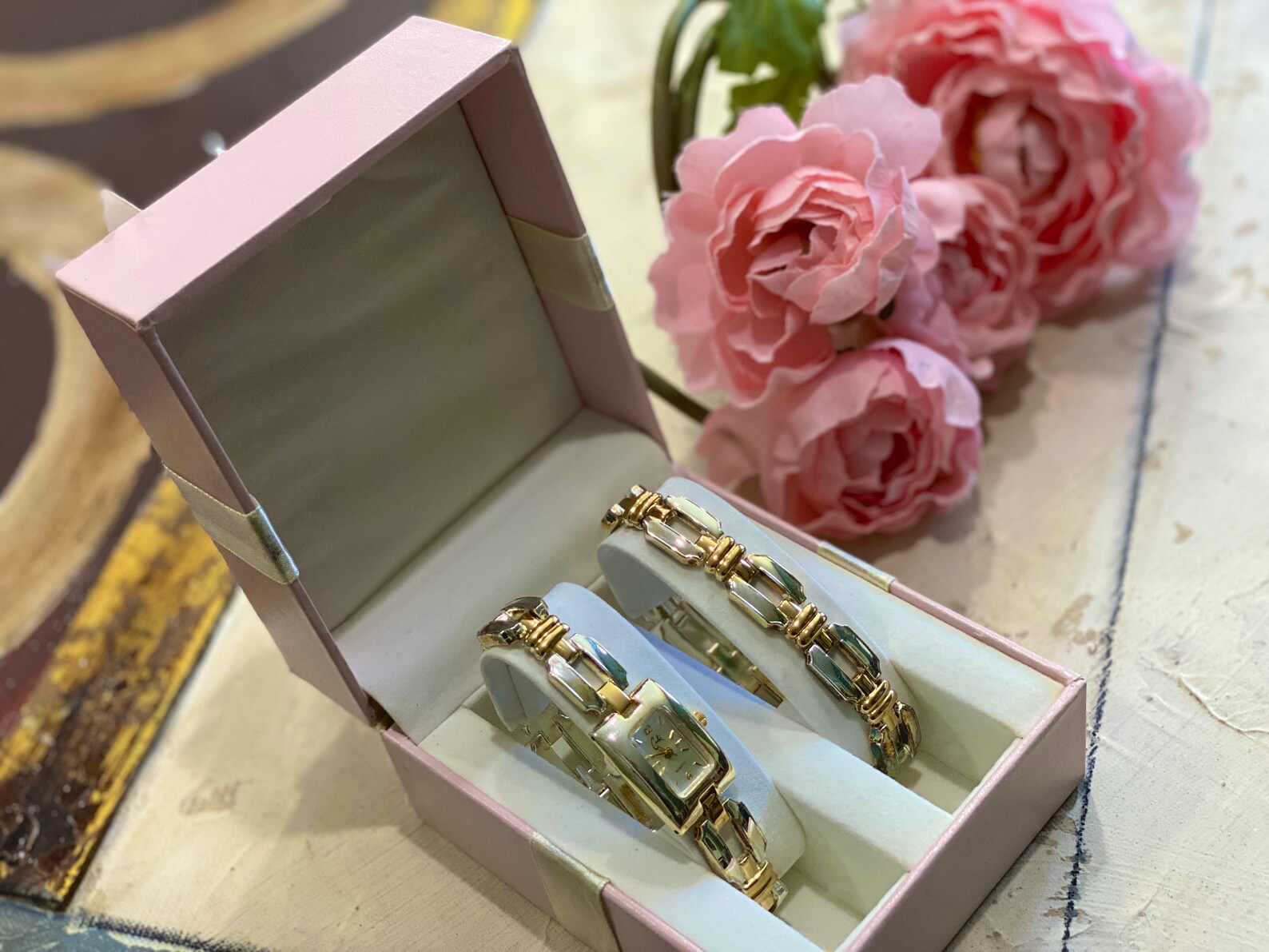 Cache Bracelet Watch Set Link Chain Quartz Silver Gold Bridal | Etsy