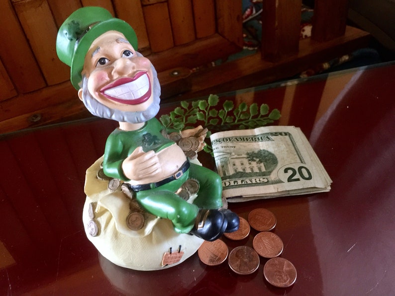 Lucky Irish Bobblehead Leprechaun Money Box Piggy Bank Saint Patricks ...