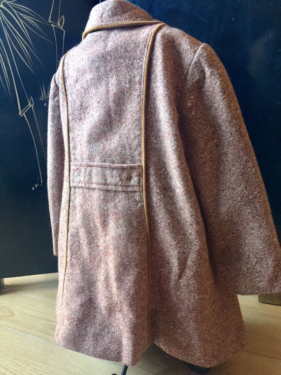 Kids Retro Coat Sanyo Japan Brown Pink Swing 1940s 1960s Kids Retro Coat Sanyo Japan Brown Pink Swing 1940s 1960s