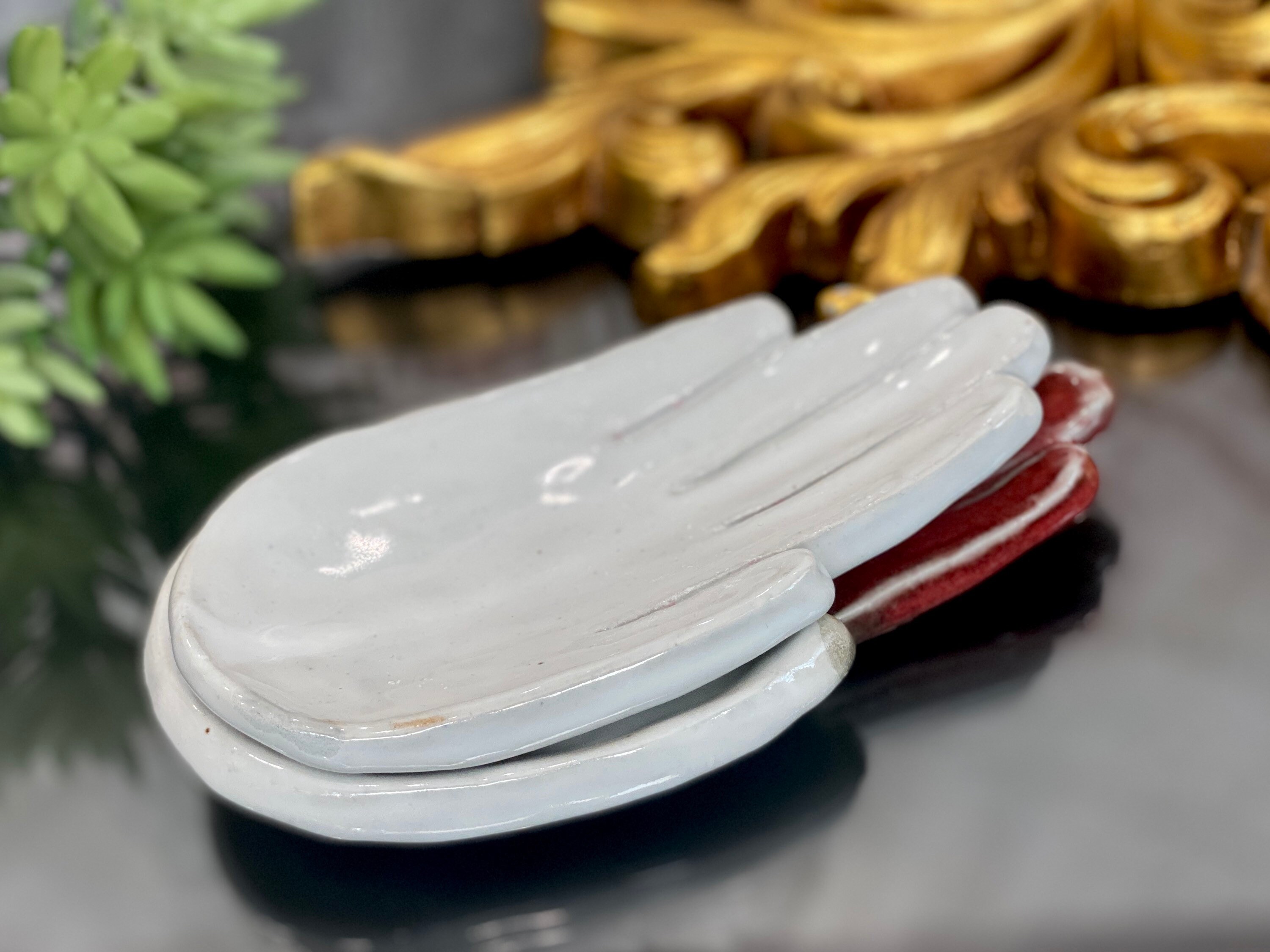 Hand Shaped Soap Dish Ring Trinket Vanity Decor Shelf Handmade Pottery ...