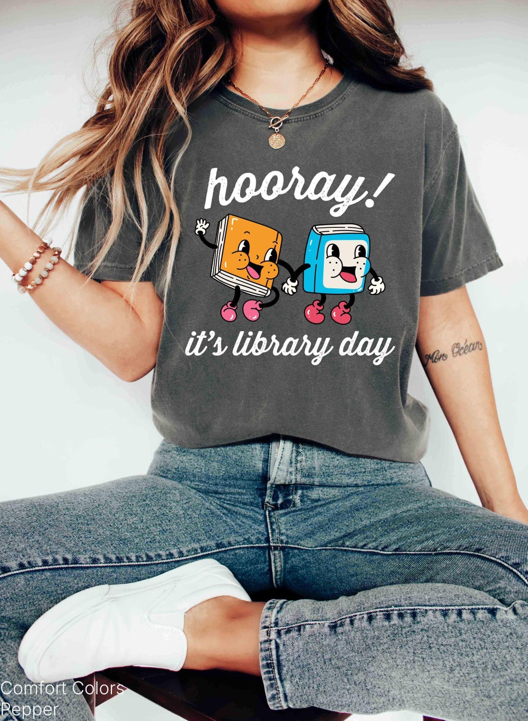 Comfort Colors Shirt Hooray It's Library Day Shirt Book Gift Library ...