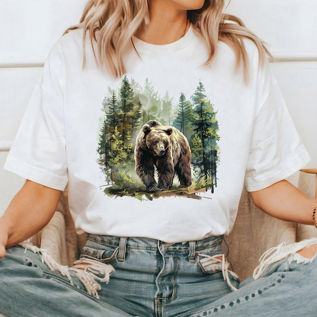 Forest Bear Shirt 90s Wildlife Bear Gift Wildlife Graphic T-shirt Retro ...