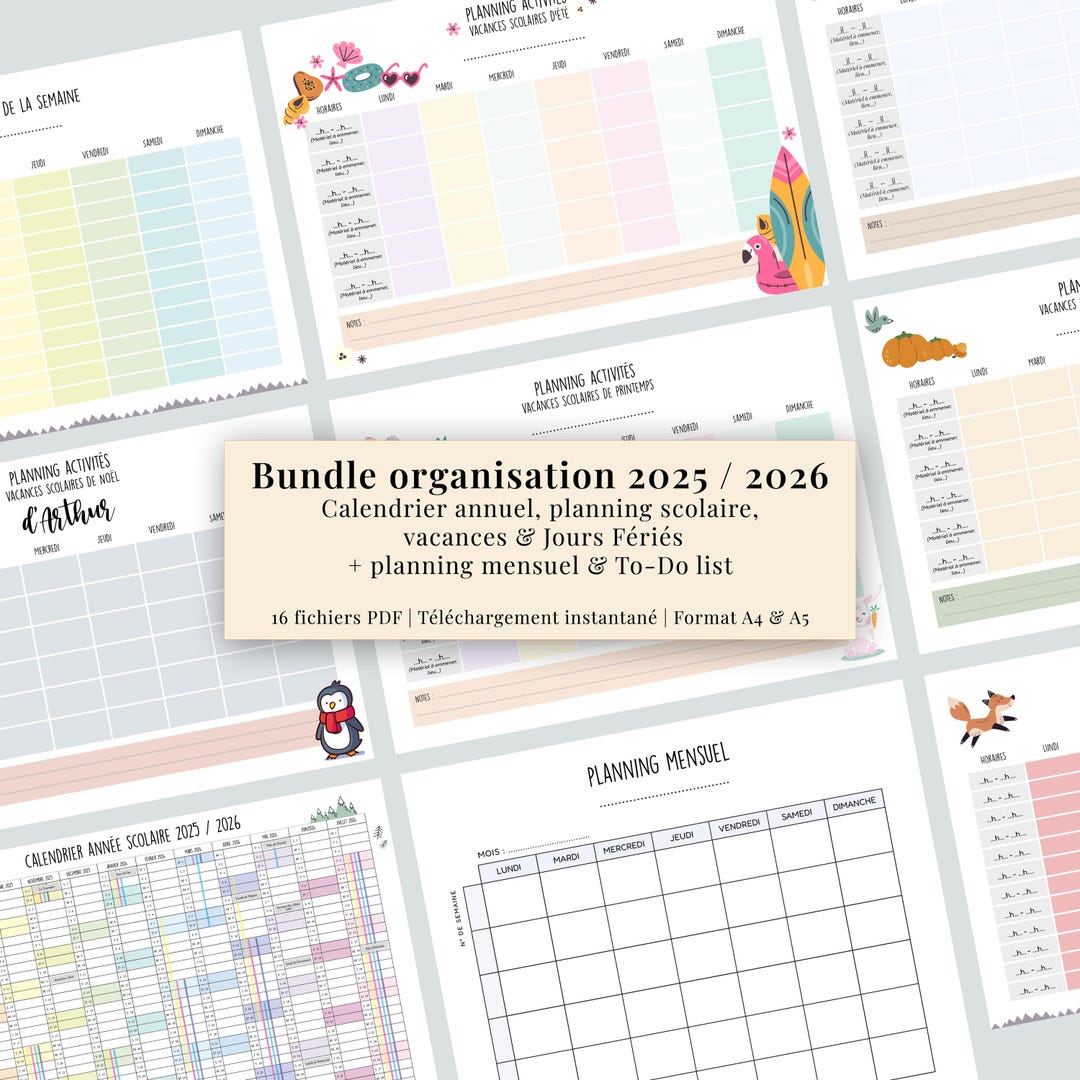 2025 Organization Pack PDF | Annual Calendar | School Holiday Planner ...