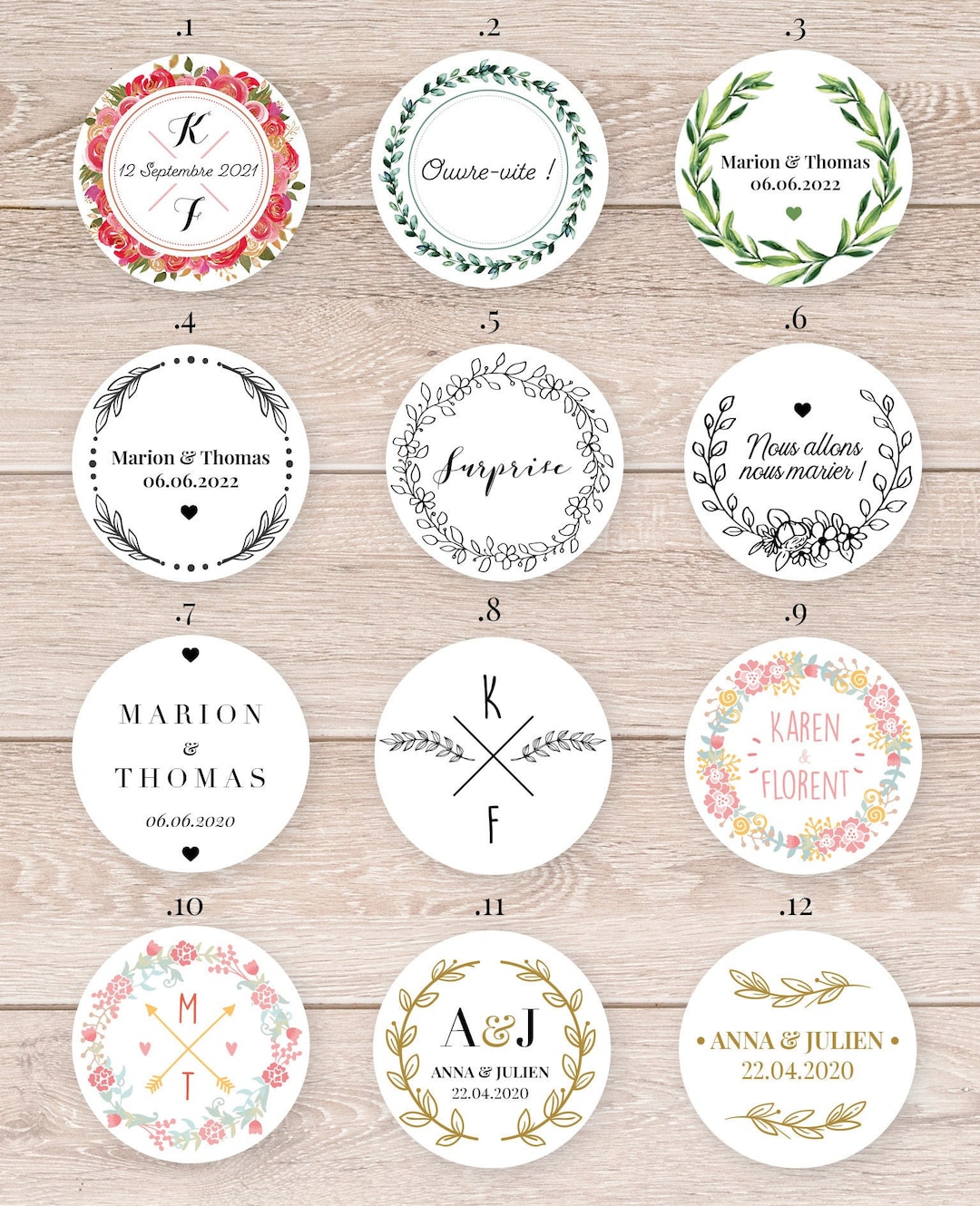 Personalized Self-adhesive Labels, Wedding, Baptism, Birthday or ...