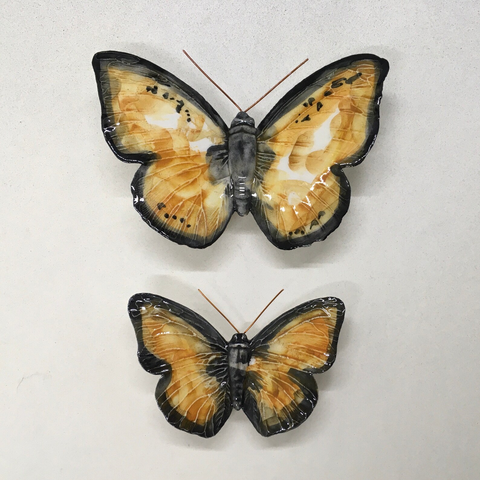 2 Ceramic Butterflies Made and Decorated by Hand. the Colors Are ...