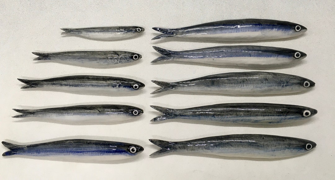 10 Ceramic Anchovies of Various Sizes, Handmade. to Be Applied to the ...
