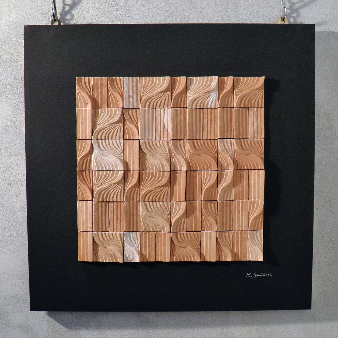 Panel de arte en terracota sobre madera. Mide cm.60x60. Cerámica ...