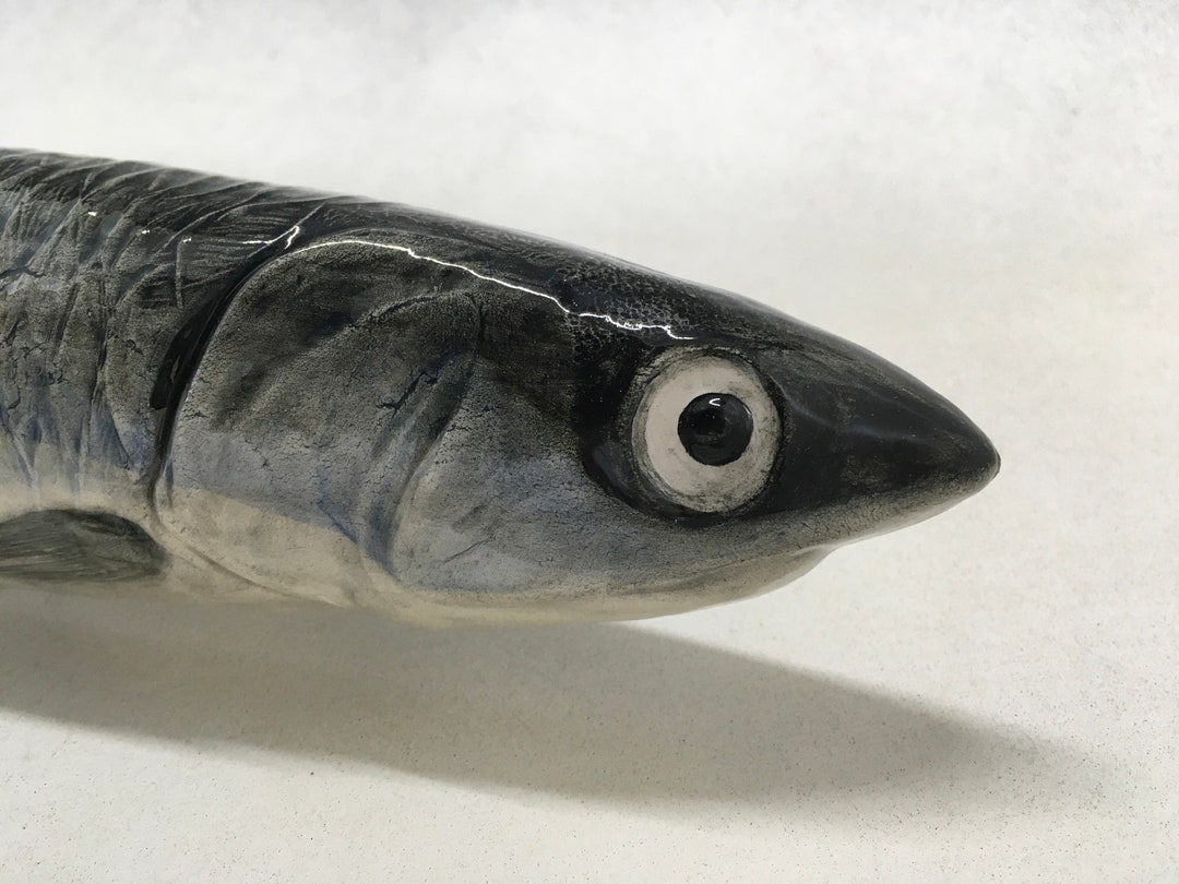 Sculpture Representing a Large Anchovy in Ceramic Modeled and Decorated ...