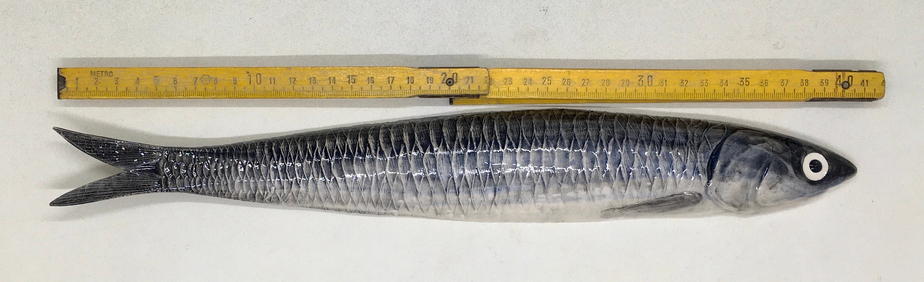 Sculpture Representing a Large Anchovy in Ceramic Modeled and Decorated ...