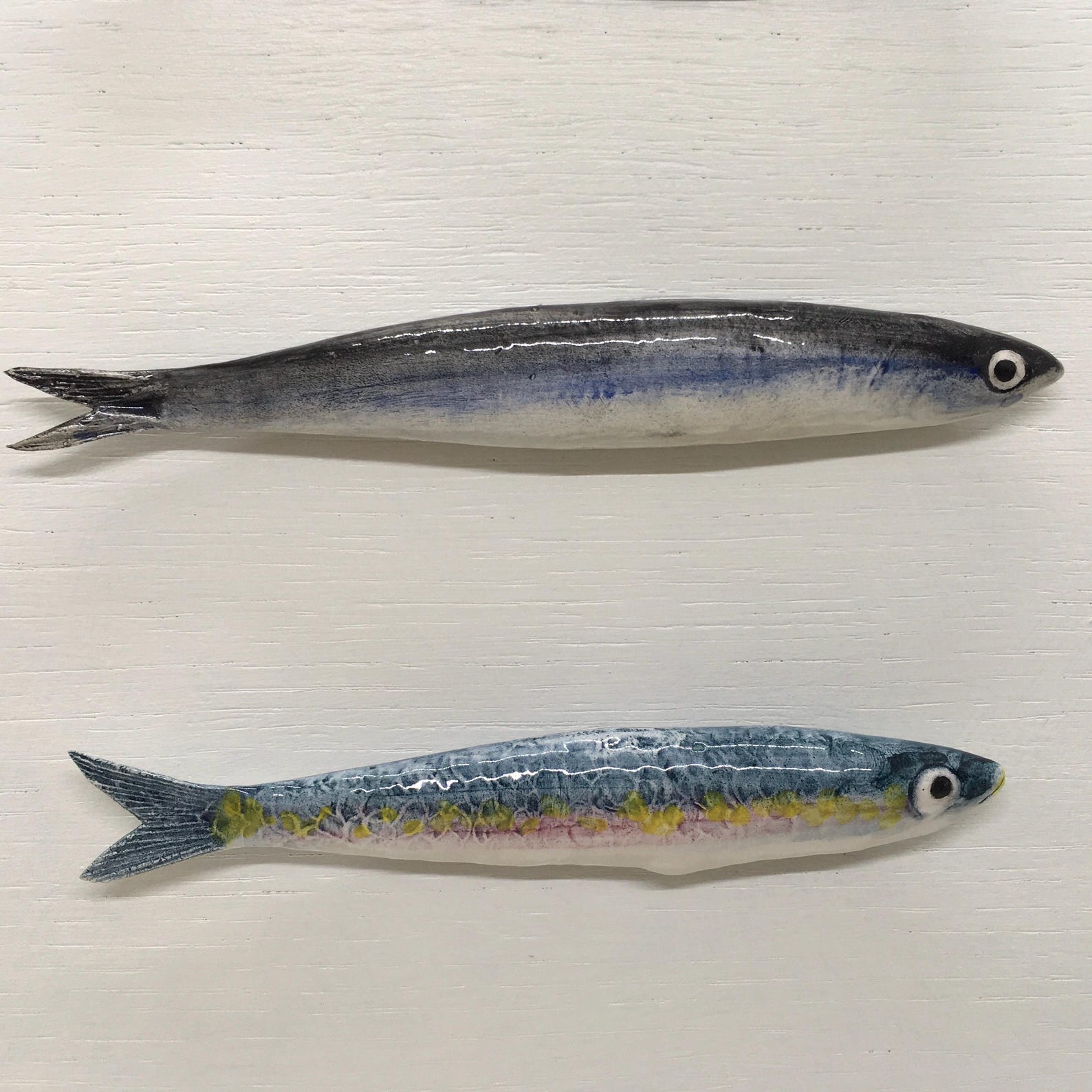 5 Different Ceramic Fish, a Red Mullet, a Mackerel, a Horse Mackerel ...